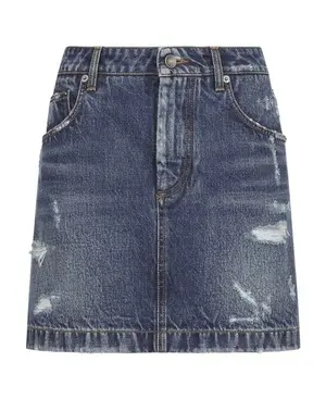 Dolce & Gabbana Dolce Gabbana Ripped Mini Denim Skirt - Gray