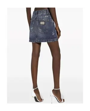Dolce & Gabbana Dolce Gabbana Ripped Mini Denim Skirt