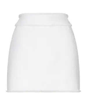 Dolce & Gabbana Dolce Gabbana Raschel Tweed Mini Skirt - White