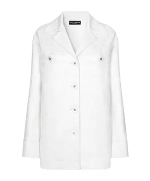 Dolce & Gabbana Jacquard Brocade Coat - White