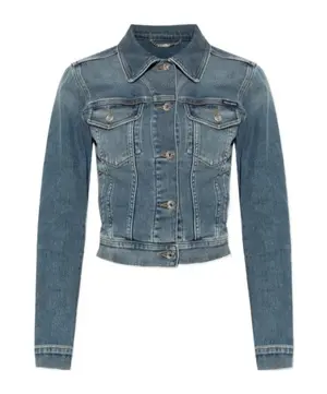 Dolce & Gabbana Dolce Gabbana Logo Plaque Denim Jacket - Blue