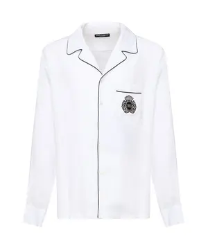 Dolce & Gabbana Dolce Gabbana Heraldic Emblem Long-sleeved Shirt - White