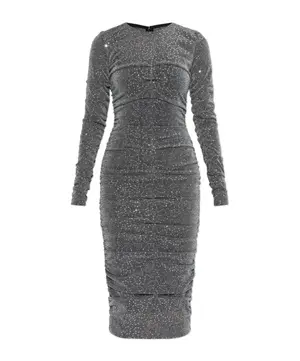 Dolce & Gabbana Dolce Gabbana Sequined Draped Calf-length Dress - Silver