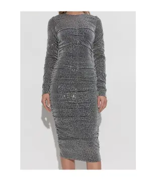 Dolce & Gabbana Dolce Gabbana Sequined Draped Calf-length Dress