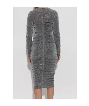 Dolce & Gabbana Dolce Gabbana Sequined Draped Calf-length Dress