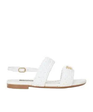 Dolce & Gabbana Crocheted Leather Sandals - White