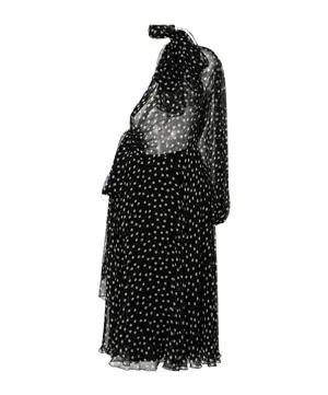 Dolce & Gabbana Dolce Gabbana Polka Dot Printed Semi-sheer Midi Dress - Black