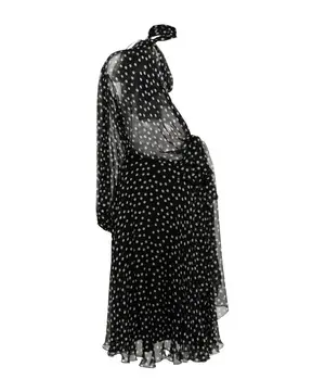 Dolce & Gabbana Dolce Gabbana Polka Dot Printed Semi-sheer Midi Dress - Black