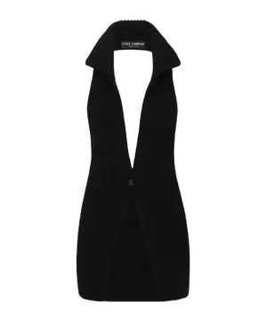 Dolce & Gabbana Fisherman's Rib-knit Wool Vest - Black