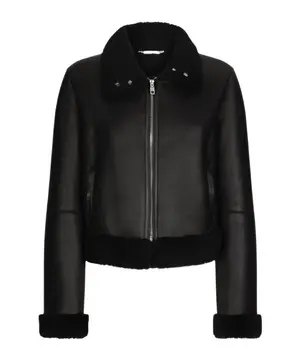 Dolce & Gabbana Dolce Gabbana High Neck Shearling Jacket - Black