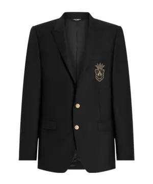 Dolce & Gabbana Dolce Gabbana Heraldic Patch Single-breasted Jacket - Black