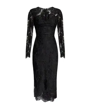 Dolce & Gabbana Dolce Gabbana Calf-length Floral Lace Dress - Black