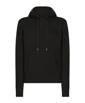 Dolce & Gabbana Dolce Gabbana Logo Embroidered Drawstring Hoodie - Black