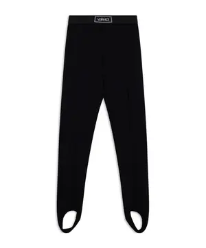 Versace Logo-waistband Leggings - Black