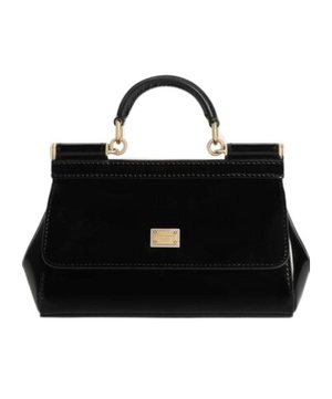 Dolce & Gabbana Dolce Gabbana Logo Plaque Small Sicily Handbag - Black