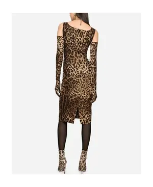 Dolce & Gabbana Dolce Gabbana Leopard Printed Fitted Midi Dress
