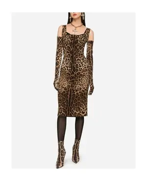 Dolce & Gabbana Dolce Gabbana Leopard Printed Fitted Midi Dress