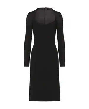 Dolce & Gabbana Dolce Gabbana Sweetheart Long-sleeved Midi Dress - Black