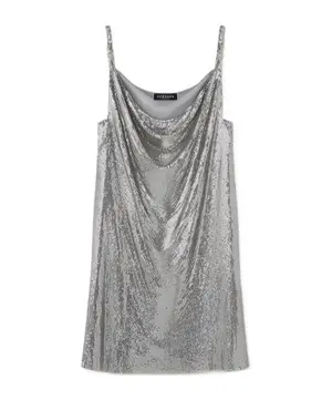 Versace Medusa Metal Mesh Mini Dress - Silver