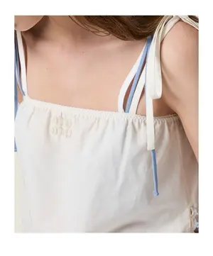 Miu Miu Embroidered Slubbed Poplin Top