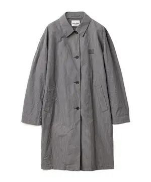 Miu Miu Single-breasted Gingham Check Trench Coat - Grey