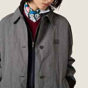 Miu Miu Single-breasted Gingham Check Trench Coat