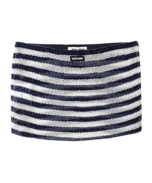 Miu Miu Embroidered Beaded Miniskirt - Blue/white