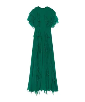 Givenchy Long Ruffled Dress In Silk Chiffon