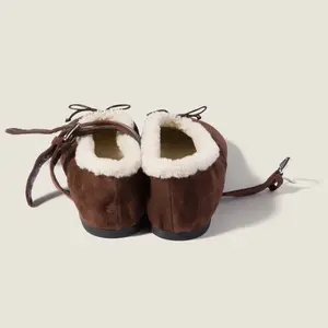 Miu Miu Suede And Shearling Ballerinas