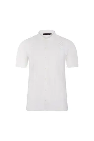 PAUL JAMES Cotton Linen Patterned Shirt - White