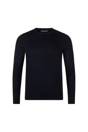 PAUL JAMES Merino Wool Crew Neck Sweater - Black