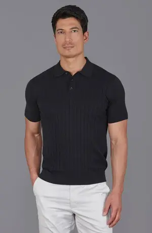 PAUL JAMES Cotton Selection Knit Polo Shirt - Black
