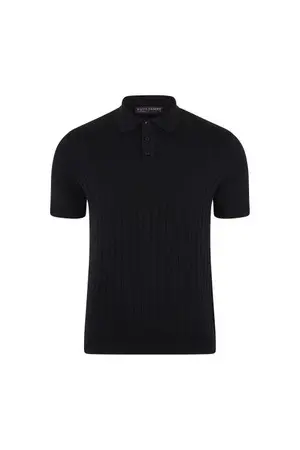 PAUL JAMES Cotton Selection Knit Polo Shirt - Black