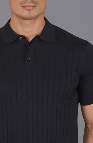 PAUL JAMES Cotton Selection Knit Polo Shirt - Black