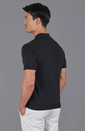 PAUL JAMES Cotton Selection Knit Polo Shirt - Black