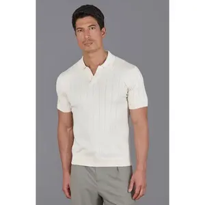 PAUL JAMES Cotton Selection Buttonless Polo Shirt - Ecru