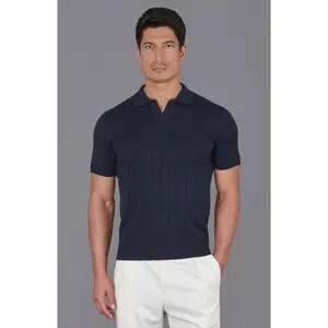 PAUL JAMES Cotton Selection Buttonless Polo Shirt - Navy