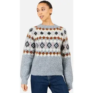 YUMI Fairisle Wool Blend Relaxed Jumper Grey