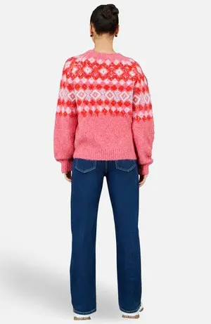 YUMI Fairisle Wool Blend Relaxed Jumper - Red