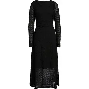 Nordstrom Lace Long Sleeve Midi Dress - Black