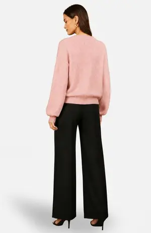 YUMI Sequinned Bow Neckline Jumper