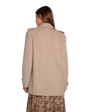 BELLE & BLOOM Harbour Military Wool Blend Pea Coat - Light Beige