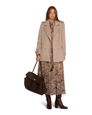 BELLE & BLOOM Harbour Military Wool Blend Pea Coat - Light Beige