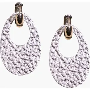 NICKEL & SUEDE Olivia Leather Hoop Earrings - Silver/silver