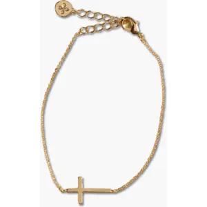 NICKEL & SUEDE Waterproof Sideways Cross Bracelet - Gold