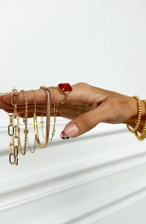 NICKEL & SUEDE Waterproof Sideways Cross Bracelet - Gold