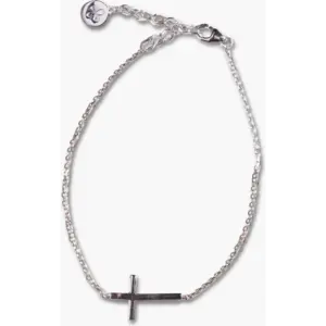 NICKEL & SUEDE Waterproof Sideways Cross Bracelet Silver