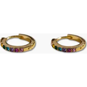 NICKEL & SUEDE Pave Huggie Earrings - Rainbow