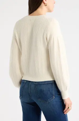 Caslon Crewneck Cardigan - Ivory Pristine