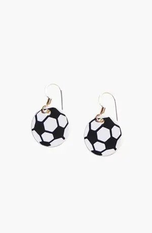 NICKEL & SUEDE Mini Striker Soccer Ball Earrings - White